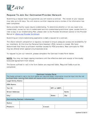 Fillable Online ucare Request To Join Our Contracted Provider Network ...