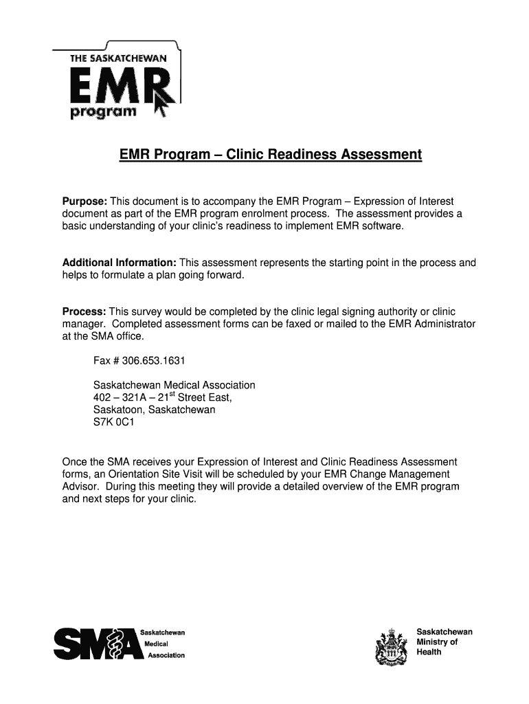Fillable Online EMR Program - Clinic Readiness Assessmentdoc Fax Email ...