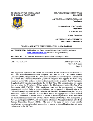 Fillable Online BY ORDER OF THE COMMANDER EDWARDS AIR bb - US Air Force ...
