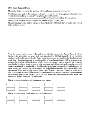 Fillable Online calhortsociety 2016 Seed Request Form - calhortsociety ...