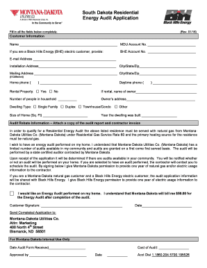 Fillable Online Residential Energy Audit Application Form pdf - Montana ...
