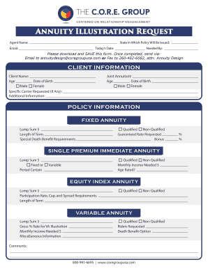 Fillable Online Annuity Request Final - CORE Group USA Fax Email Print ...