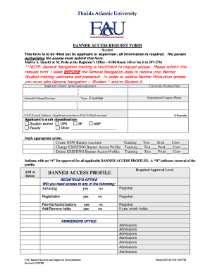 Fillable Online fau This form is to be filled out by applicant or ...