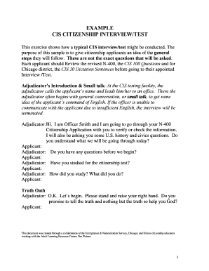 Fillable Online CIS CITIZENSHIP INTERVIEW/TEST Fax Email Print - pdfFiller