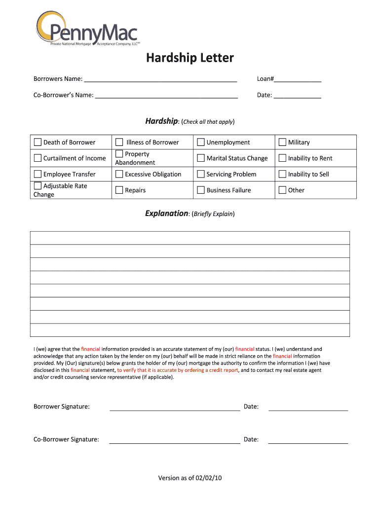 Fillable Online Hardship Letter Fax Email Print - pdfFiller