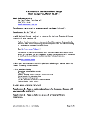 Fillable Online boyscoutflags Citizenship in the Nation Merit Badge ...