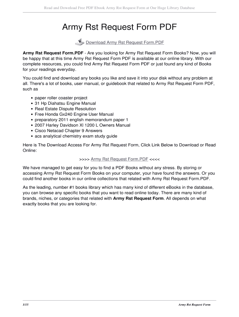 Fillable Online ministrycfo Army Rst Request Form PDF - ministrycfonet ...