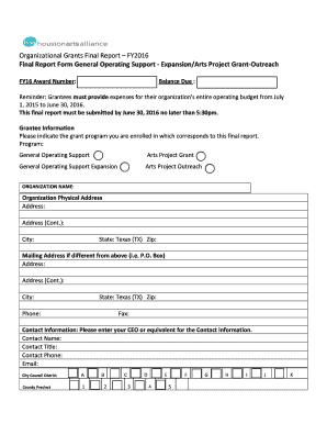Fillable Online 2016 Final Report Instructions - houstonartsalliancecom ...
