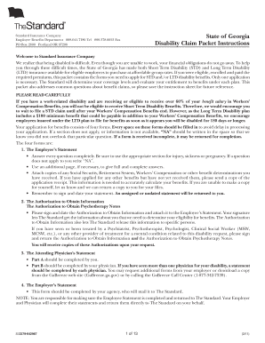 Fillable Online Disability Claim Form - State of Georgia 3379642967pdf ...