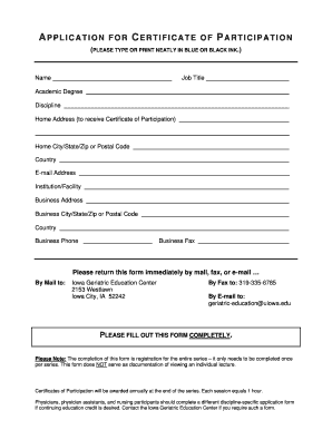 Fillable Online healthcare uiowa Certificate of Participation ...