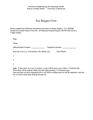 Fillable Online docs sph umn Key request forms - docssphumnedu Fax ...