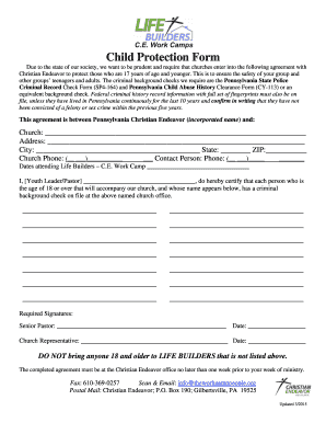 Fillable Online cemidatlantic Child Protection Form - Christian ...
