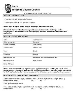 Fillable Online bromptonsawdon n-yorks sch Application Form - School ...