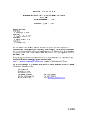 Fillable Online Canlii Elections Regulations Consolidation Of - Canlii