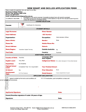 Fillable Online NSW SMART AND SKILLED APPLICATION FORM Fax Email Print - pdfFiller