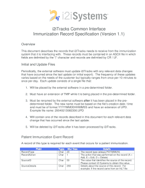 Fillable Online i2iTracks Common Interface - Immunization Record ...