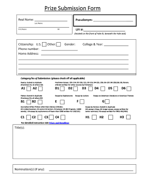 Fillable Online Prize Submission Form - Yale University Fax Email Print ...