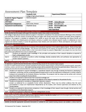 Fillable Online assessment siu Assessment Plan Template - assessment ...