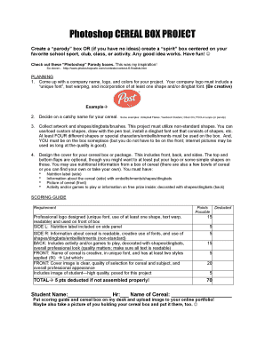 Fillable Online Photoshop CEREAL BOX PROJECT Fax Email Print - pdfFiller