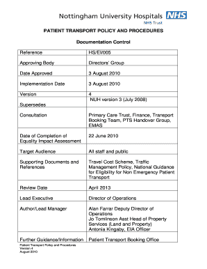 Fillable Online PATIENT TRANSPORT POLICY AND PROCEDURES Fax Email Print ...
