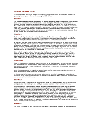 Fillable Online CLOSING PROCESS STEPS Fax Email Print - pdfFiller