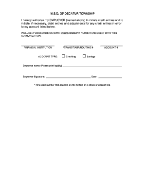 Fillable Online OF DECATUR TOWNSHIP Fax Email Print - pdfFiller