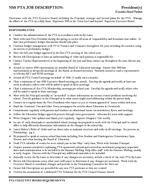 Fillable Online greenwichschools NSS PTA JOB DESCRIPTION Presidents ...