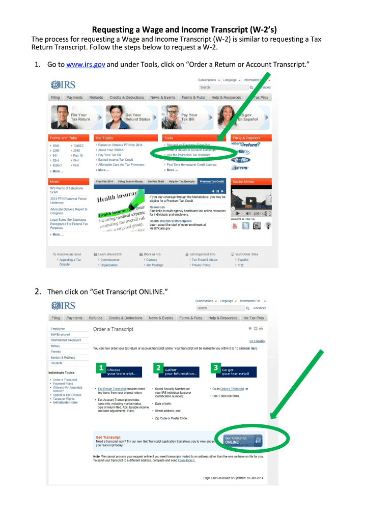 Fillable Online Requesting a Wage and Income Transcript (W-2s) Fax ...