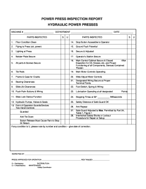 Fillable Online Hydraulic Inspection Report - Presmec Fax Email Print ...