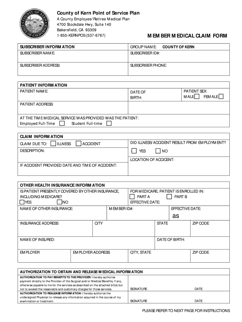 Fillable Online Medical Medical Claim Reimbursement Form - Member ...