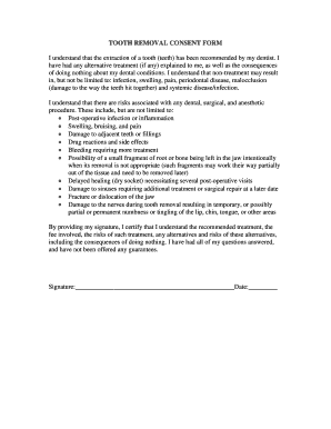 Fillable Online TOOTH REMOVAL CONSENT FORM - Dentist in Baltimore MD ...