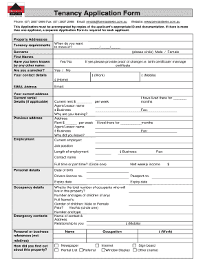 Fillable Online Tenancy Application Form - Bernats Lewis Fax Email ...
