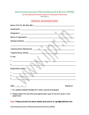 Fillable Online ijpr Journal Reviewer Form - ijpr Fax Email Print ...