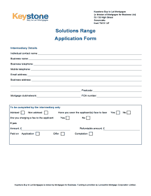 Fillable Online keystonepropertyfinance co Solutions Range Application ...