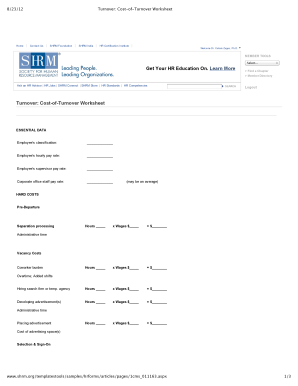 Fillable Online 82312 Turnover CostofTurnover Worksheet Fax Email Print ...