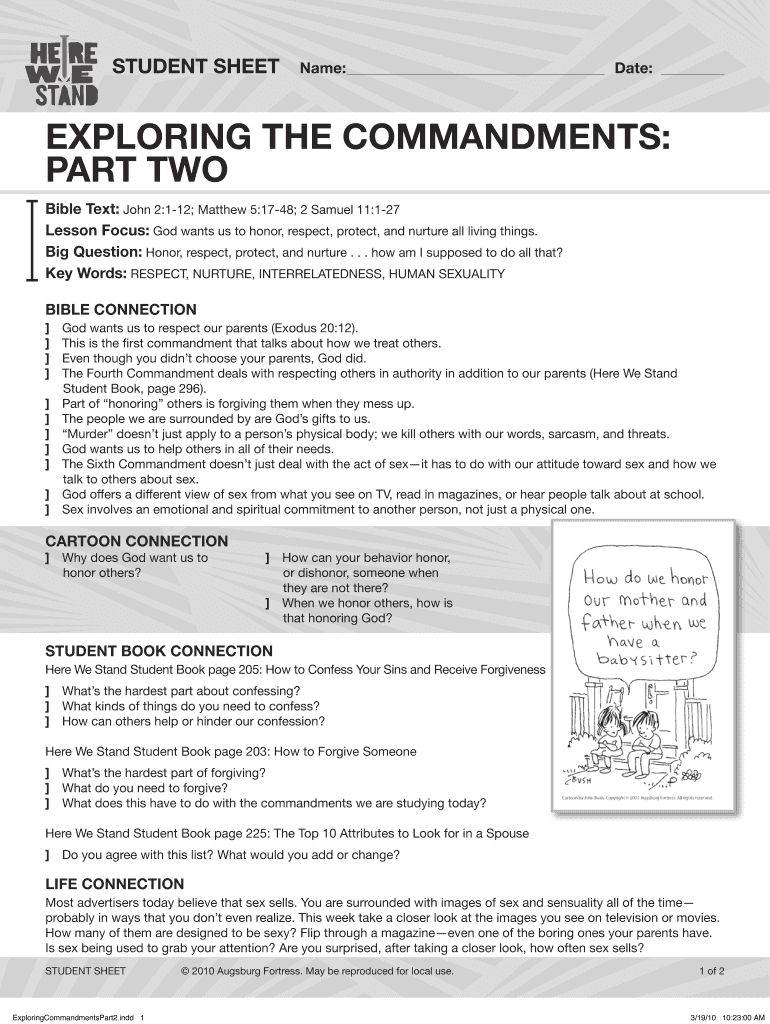 Fillable Online faithlutheranwhitehall EXPLorinG The CoMMandMenTS ParT ...