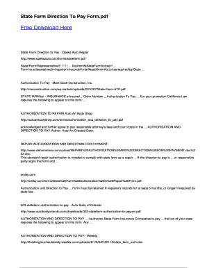 Fillable Online State Farm Direction To Pay Form Fax Email Print ...