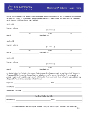 Fillable Online erieccu MasterCard Balance Transfer Form - erieccuorg ...