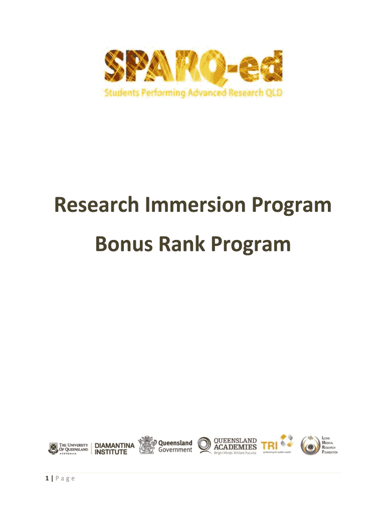 Fillable Online di uq edu Research Immersion Program Bonus Rank Program ...