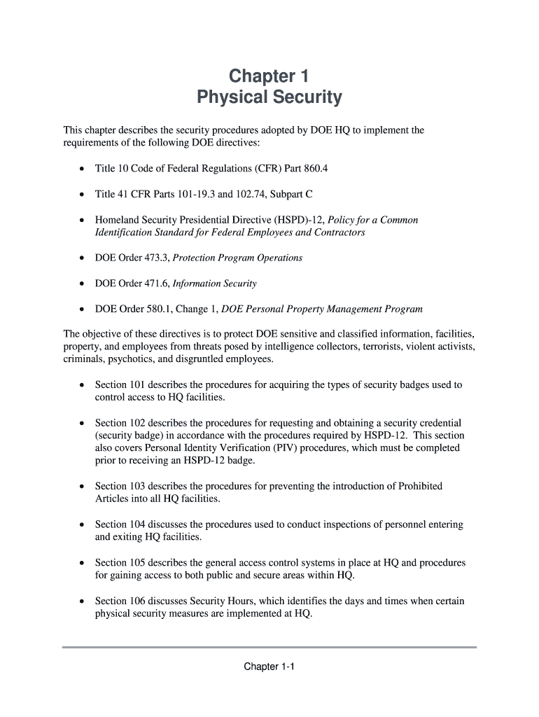 Fillable Online energy This chapter describes the security procedures ...