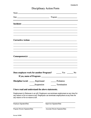 Fillable Online Disciplinary Action Form - Peoples Place Fax Email ...