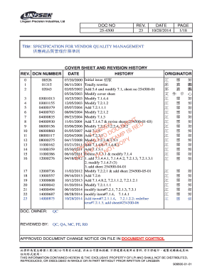 Fillable Online Title SPECIFICATION FOR VENDOR QUALITY MANAGEMENT Fax ...
