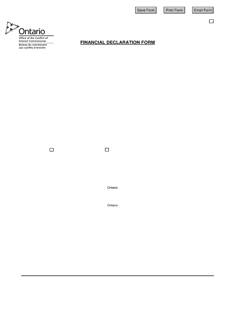 Fillable Online coicommissioner gov on FINANCIAL DECLARATION FORM - Ontario Fax Email Print ...