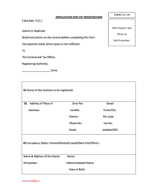 Fillable Online FORM VAT 100 APPLICATION FOR VAT REGISTRATION Fax Email Print - pdfFiller
