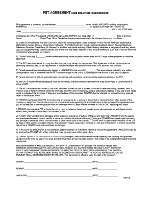 Fillable Online tenant Pet Agreementdoc Fax Email Print - pdfFiller