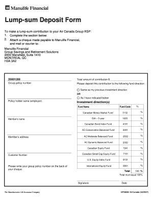 Fillable Online Lump-sum Deposit Form Fax Email Print - pdfFiller