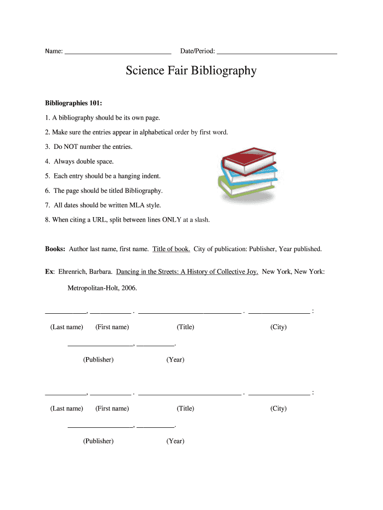 Fillable Online Science Fair Bibliography - apekoweeblycom Fax Email ...