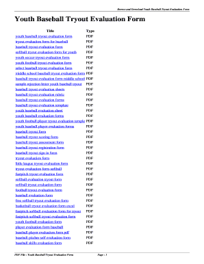 Fillable Online nmsmhi Youth Baseball Tryout Evaluation Form - nmsmhiorg Fax Email Print - pdfFiller