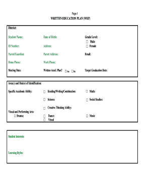 Fillable Online adena k12 oh Page 1 Written Education WRITTEN EDUCATION ...