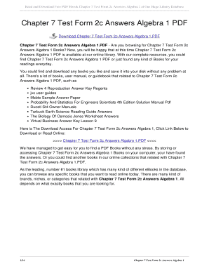 Chapter 7 Test Form 2c Algebra 1 - Fill Online, Printable, Fillable